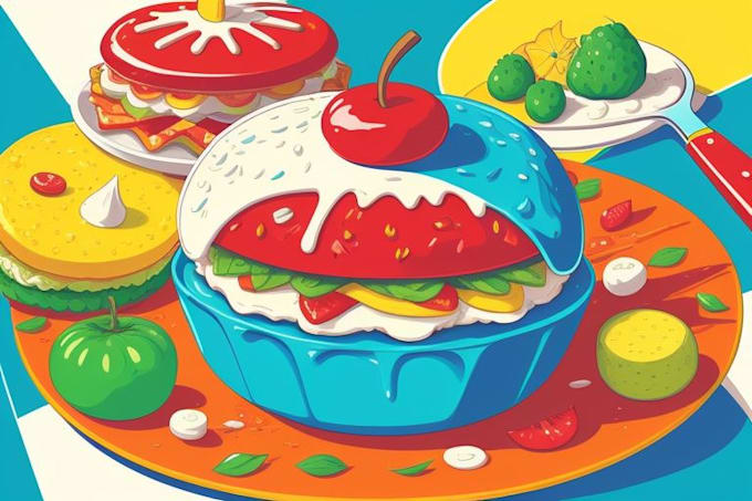 Craete food pop art of your food by Dave_rhodesp | Fiverr