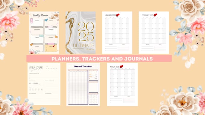Design printable journal, editable planners calendar, trackers notebook ...