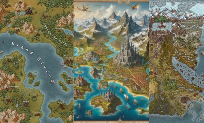 Design fantasy map illustration fantasy city map fantasy world map ...