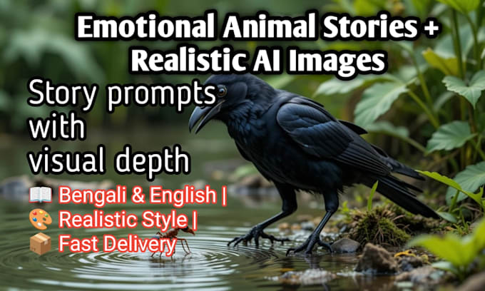 Create realistic animal story prompts and images by Mki_khokon | Fiverr