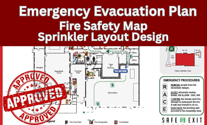 Design emergency evacuation plan, fire safety map,escape and fire ...