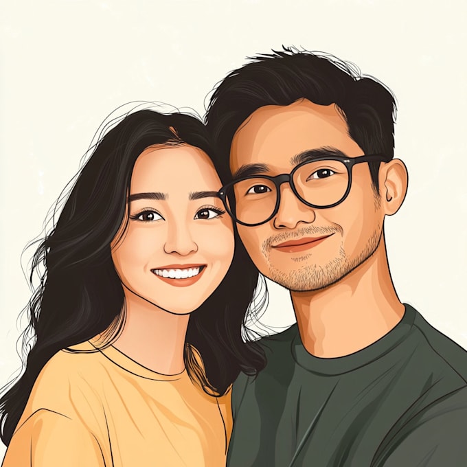 Draw couple portrait illustration from photo by Mayajohn25 | Fiverr