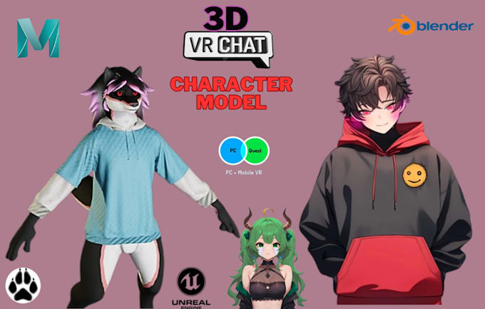 Create custom vrchat avatar vrchat avatar 3d model furry vrc avi in unity by Olafemi001 | Fiverr