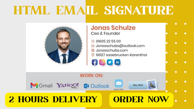 Html email signature clickable code signature luxury design by Terrynomas | Fiverr