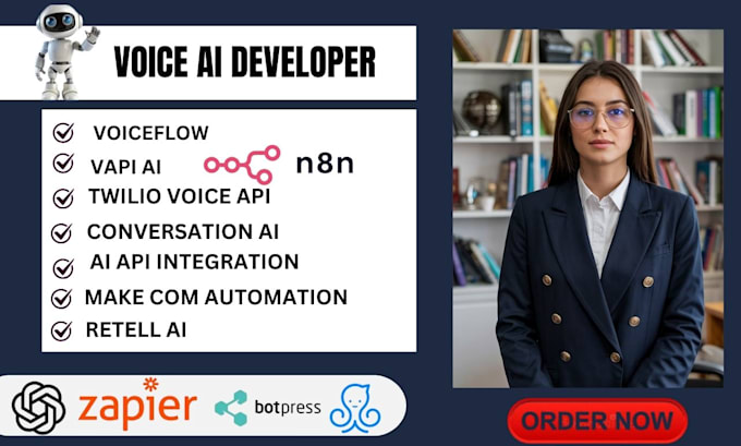 Build voice ai bot voice flow vapi retell ai voiceflow api n8n developer by Mabelweb831 | Fiverr