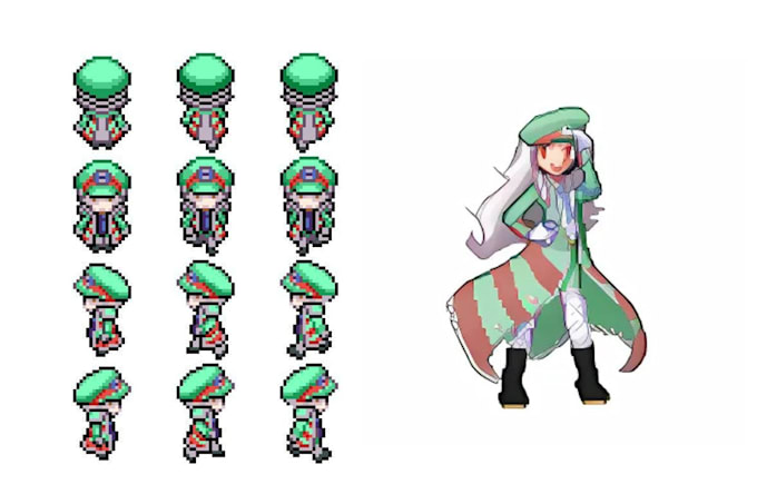 Pixel character sprite sheet, 2d pixel art pokemon sprite animation rpg ...