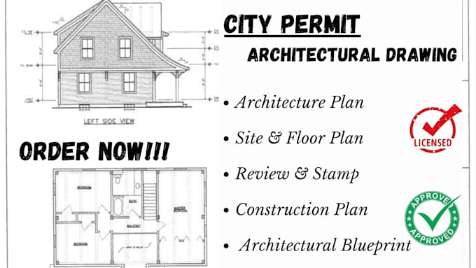 Draw stamp architectural construction plan, city permit mep engineering ...