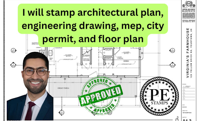 Stamp architectural plan, engineering drawing, mep, city permit, and floor plan by Nuelnoah671 ...
