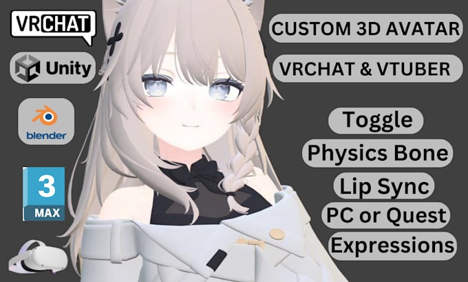Create a custom vrchat avatar anime vr chat 3d furry vrc avatar 3d ...
