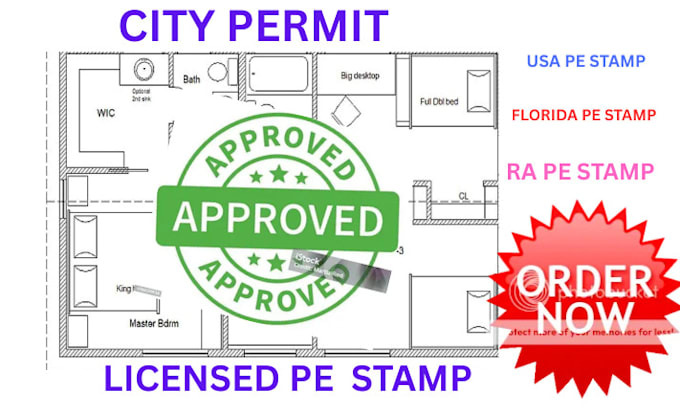 Deliver licensed pe and ra us stamp and us permit ready plan by ...