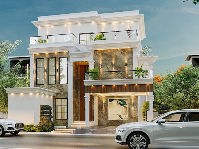 Design modern, classic exterior 3d front elevation of house by Bol0us ...