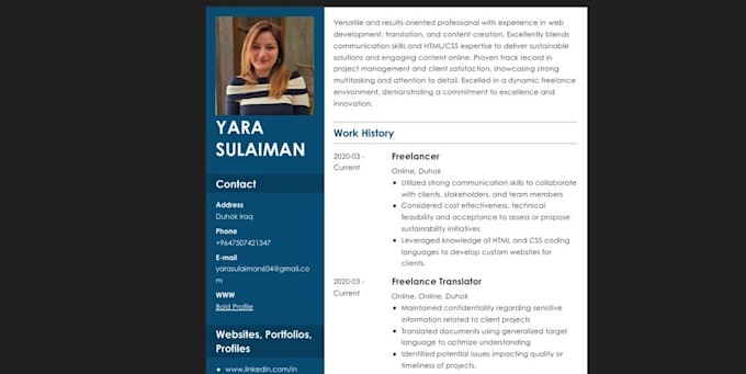 Create a modern and eyecatching cv and cover letter by Yara_sulaiman60 | Fiverr
