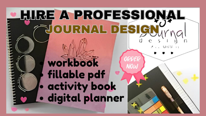 Do design fillable pdf custom digital journals, planner, workbook ...