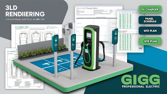 Design ev charging station layout, site plan, panel schedule and sld