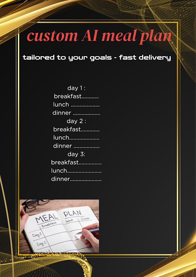 Create a custom 3 day meal plan using ai by Lmmservicr | Fiverr