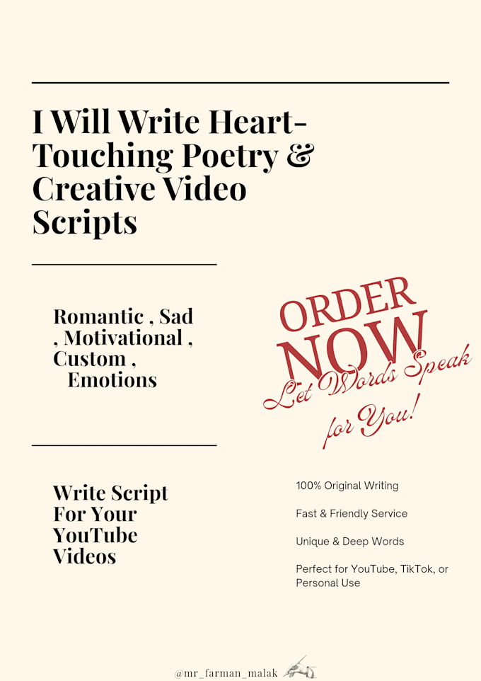 Write creative poetry,motivational quotes and youtube script for you by ...