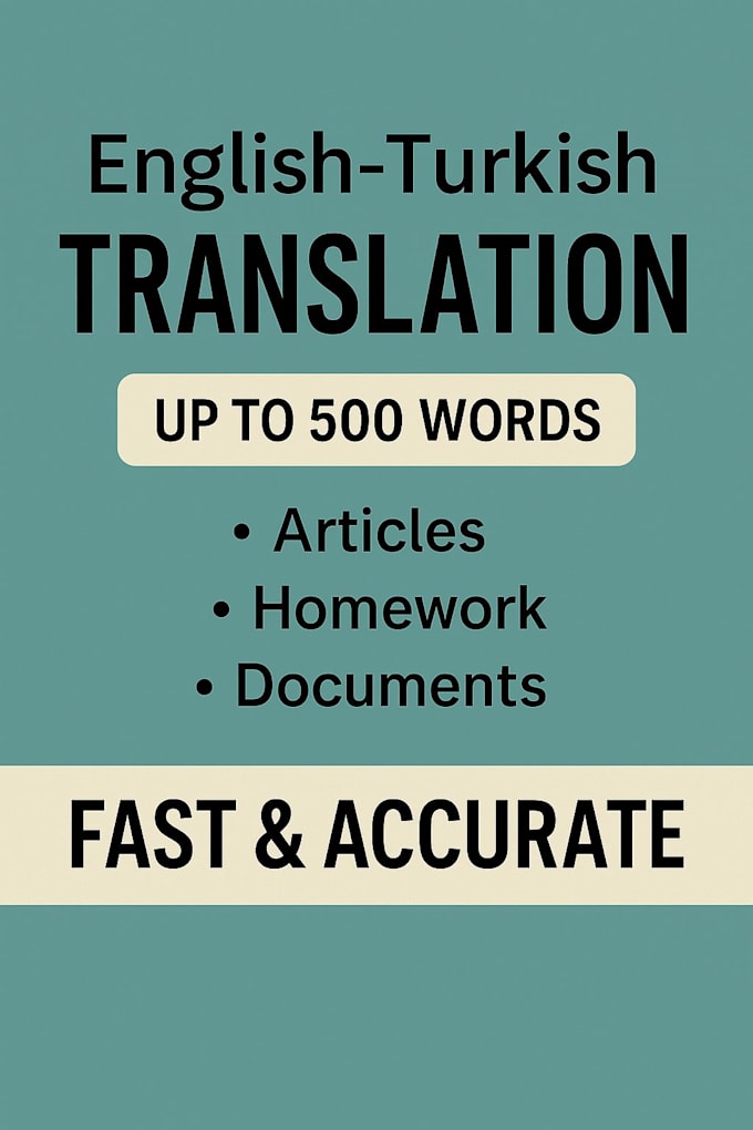 Translate english to turkish or turkish to english up to 500 words by ...