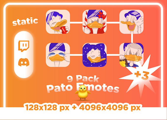 Pack emotes for twitch and disc 9 emotes duck by Annyagonzalezz | Fiverr
