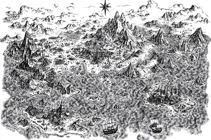 Make full color hand drawn fantasy map by Juliatts65 | Fiverr