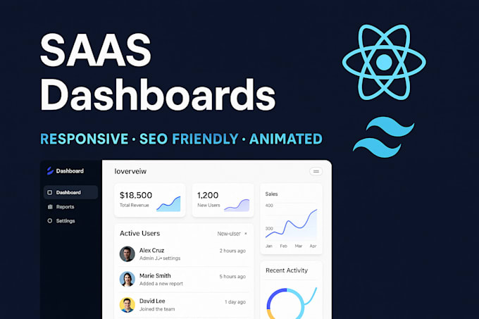 Build modern saas dashboards in react and tailwind with animations and seo by Ietazaz_aslam | Fiverr