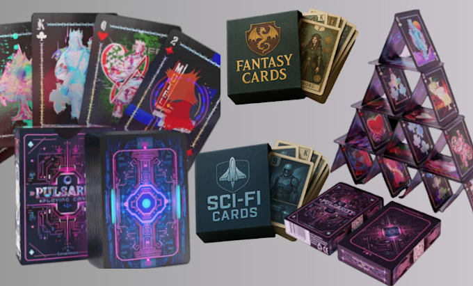 Design custom card game with rulebook and box mockup tarot card design ...