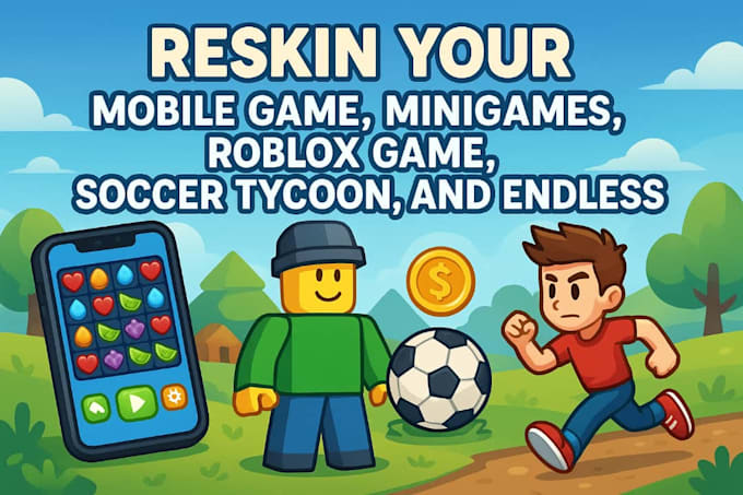 Reskin your mobile game minigames roblox game soccer tycoon and endless runner by Leonidtaras ...