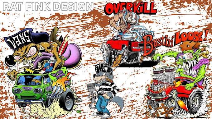 Draw rat fink, horror and vintage poster gore monster cartoon truck ...