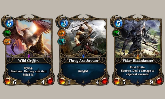 Card game illustration playing card game template design characters and ...