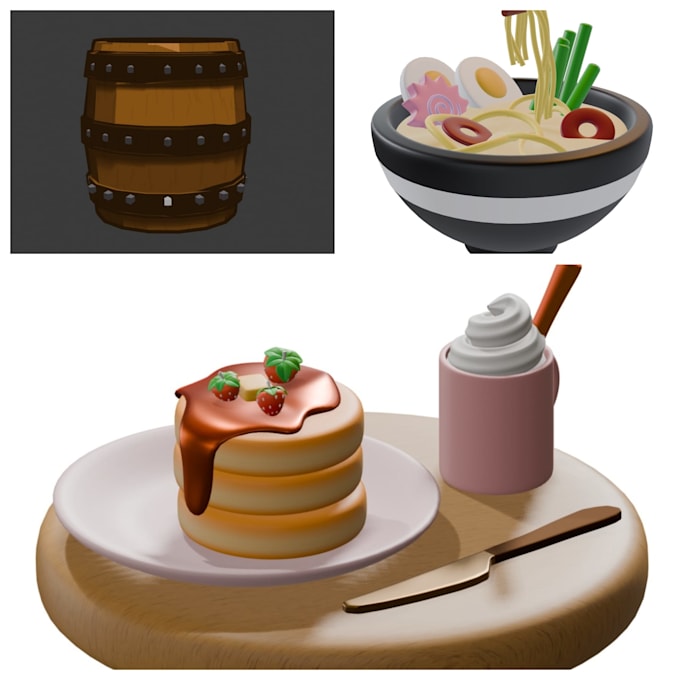 Create stylized 3d models illustrations and cartoon scene by ...