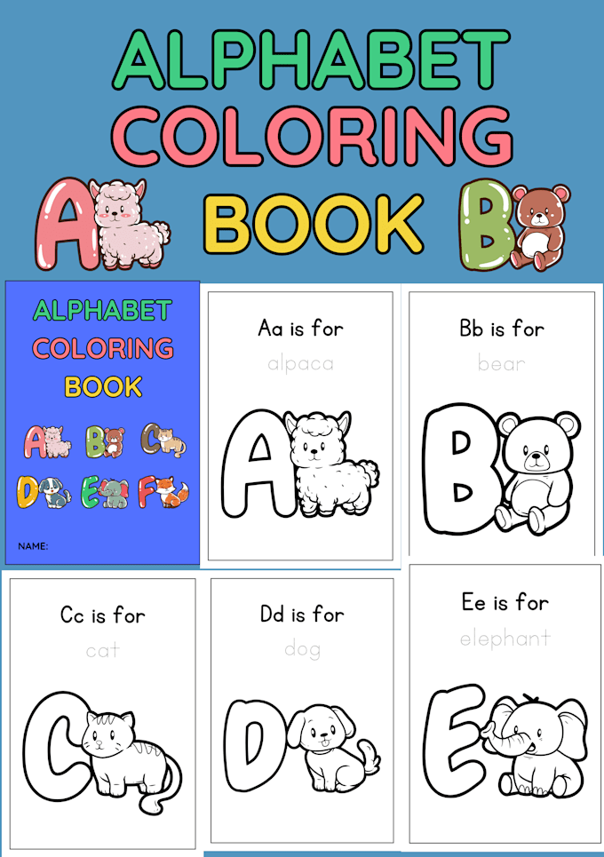 Give you a fun and educational alphabet coloring book for kids a z by ...