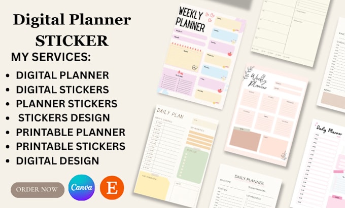 Do custom digital stickers design for digital planner or etsy by Phoebe ...
