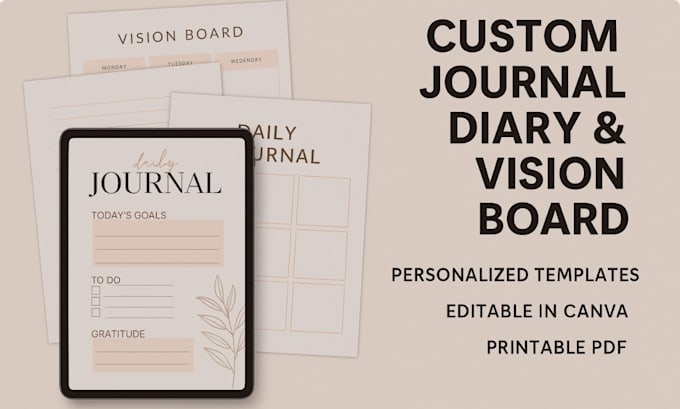 Design journal, diary templates vision boards in canva by Briar_maeve ...