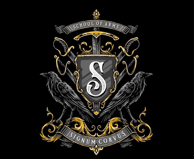Design a minimalist luxury coat of arms, crest, or crow logo by ...