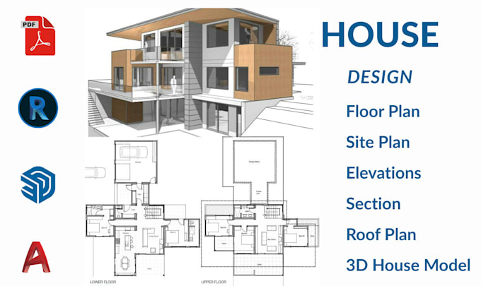 Plan architectural de maison, plan d'étage, plan de construction 2d 3d dessin cad
