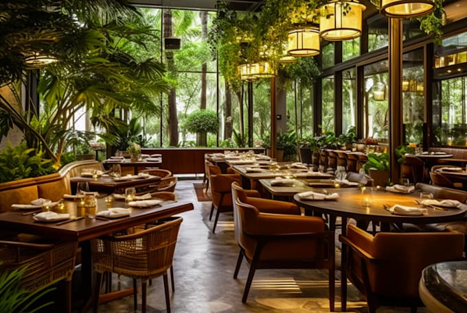 Render 3d rustic restaurant,bar counter,ceiling design,diner buffets ...