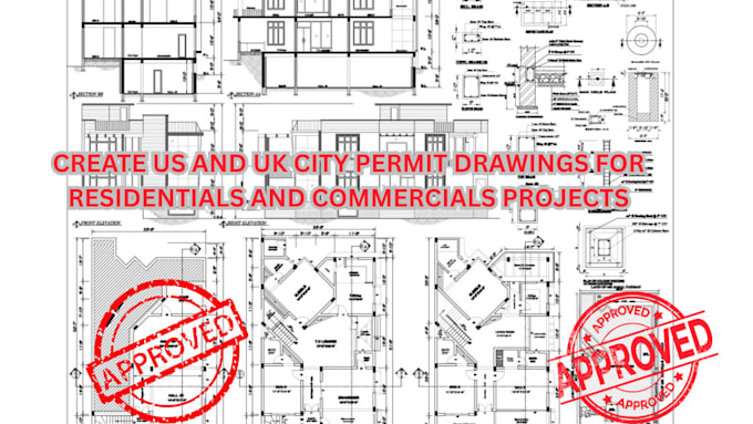 Create us and uk city permit drawings for residentials and commercials ...