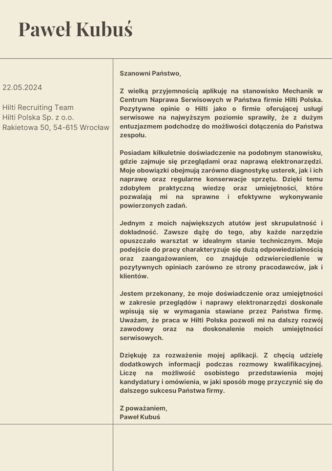 Be your polish english translator and make a professional cv by ...