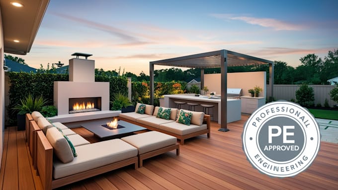 Design custom outdoor living spaces for residential homes and pe stamp ...