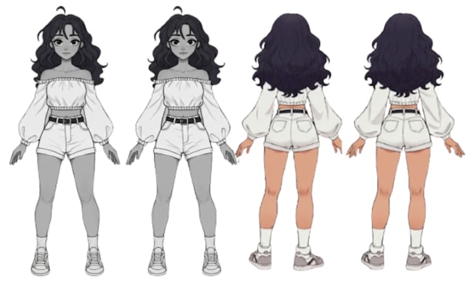 Draw reference 2d character sheet original design concept art by ...