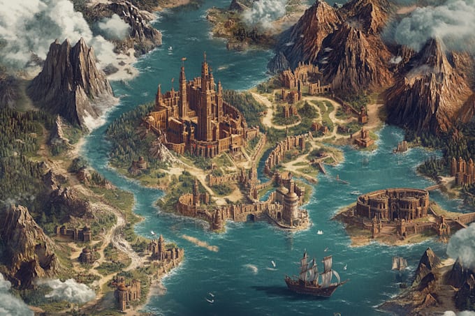 Draw a high quality fantasy map by Heleenaok | Fiverr