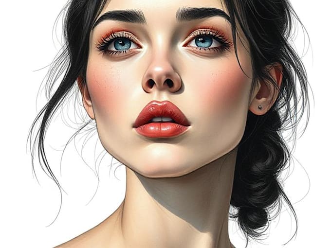 Draw semi realistic portrait illustration by Escaeunissen | Fiverr