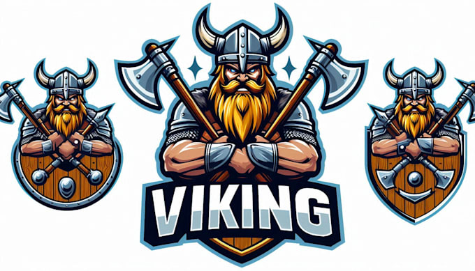 Do wonderful viking set with axes amd shield mascot logo by Apny_tunme ...