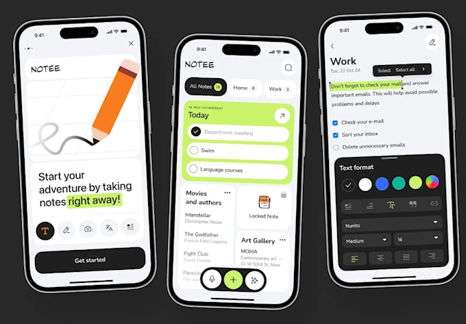 Develop note taking app, task management app, note taking website ...