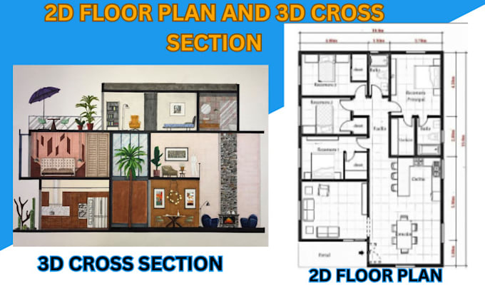 Do 2d floor plan and 3d cross section graphics and design by ...
