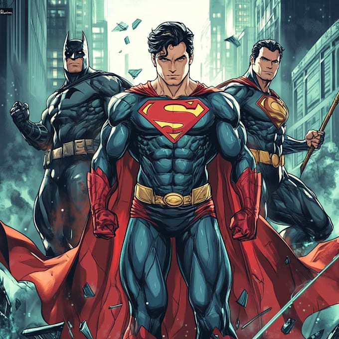 Draw a superhero comic art book cover comic art logo character ...