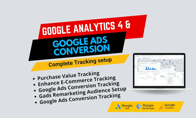 Setup google analytics 4, ecommerce tracking, ads conversion tracking by Tajkera_taj | Fiverr