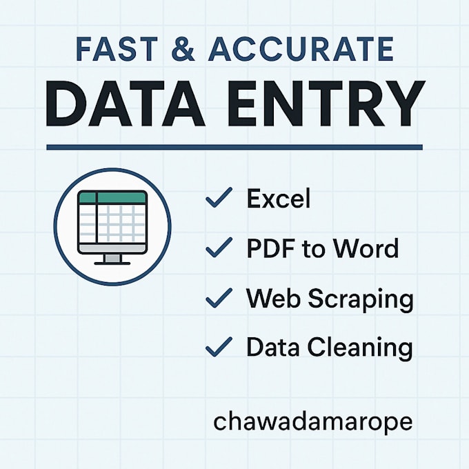 Do fast and accurate data entry by Chawadamarope | Fiverr