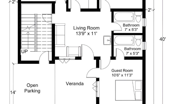 Draft a architectural blueprint for 2d house plan and floor plan by ...
