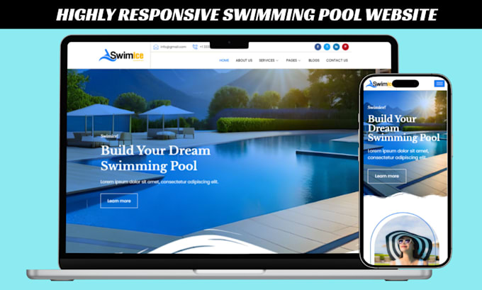 Build a responsive swimming pool website pool construction website pool ...
