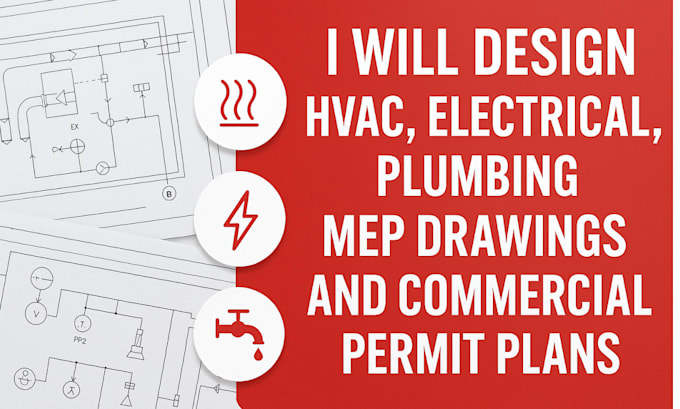 Design hvac, electrical, plumbing, mep drawing and commercial permit ...